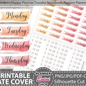 Date Cover Printable Planner Stickers, Erin Condren ,EC Planner ...