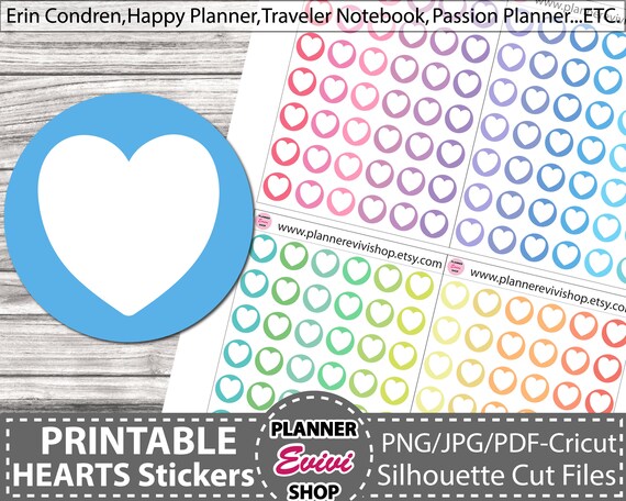 Cute Colorful Tiny Hearts-printable Planner Stickers/hearts | Etsy