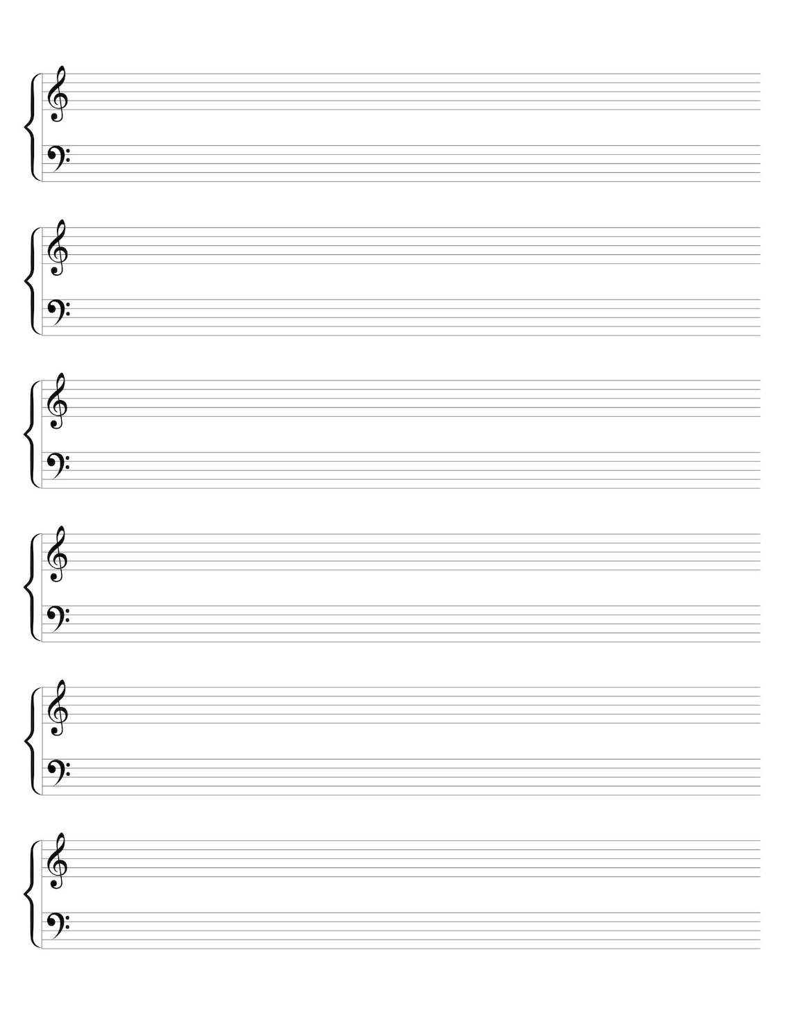 Printable Sheet Music for Letter/a4 & FREE COVER, Blank Sheet Music ...
