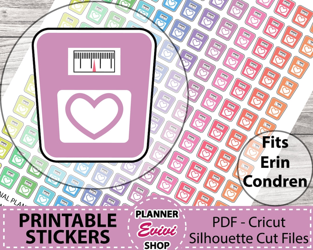 Planner Stickers Printable Weight Scale, Bathroom Scales, Fitness, Diet ...