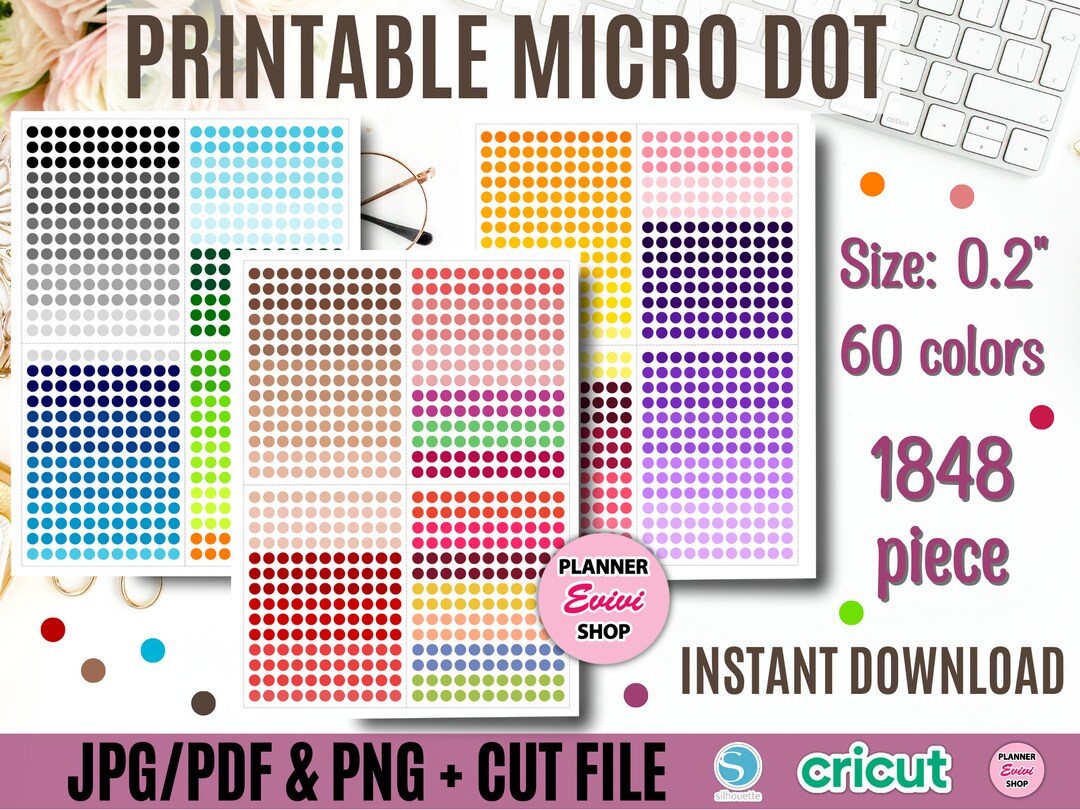 Micro Dot Planner Stickers, Tiny Dot Circles Printable Stickers ...