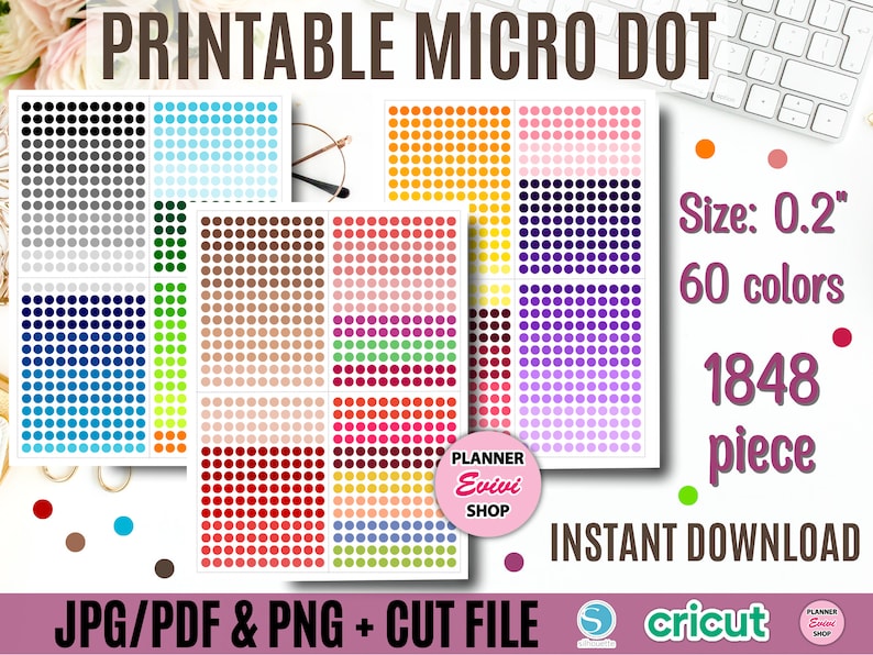 Micro Dot Planner Stickers, Tiny Dot Circles Printable Stickers ...