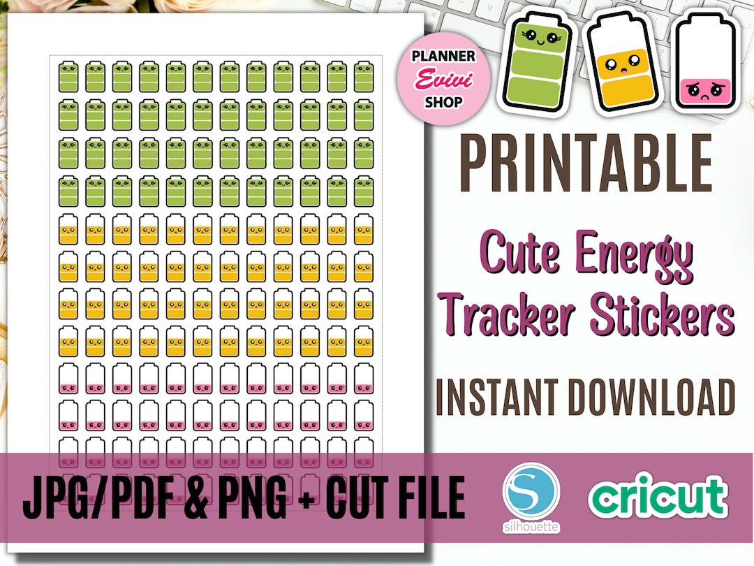 Cute Energy Tracker Printable Planner Stickers/self Care Tracker ...