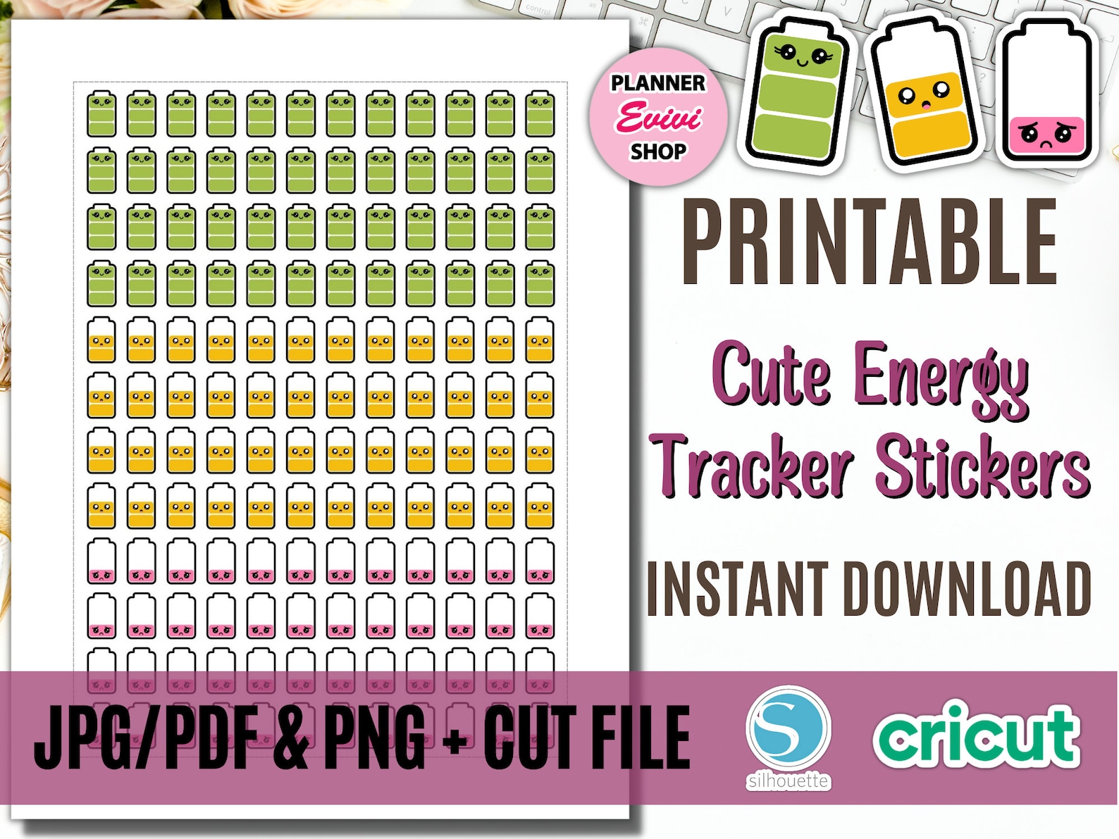 Cute Energy Tracker Printable Planner Stickers/self Care Tracker ...