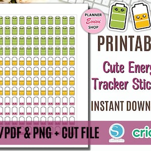 Cute Energy Tracker Printable Planner Stickers/self Care Tracker ...