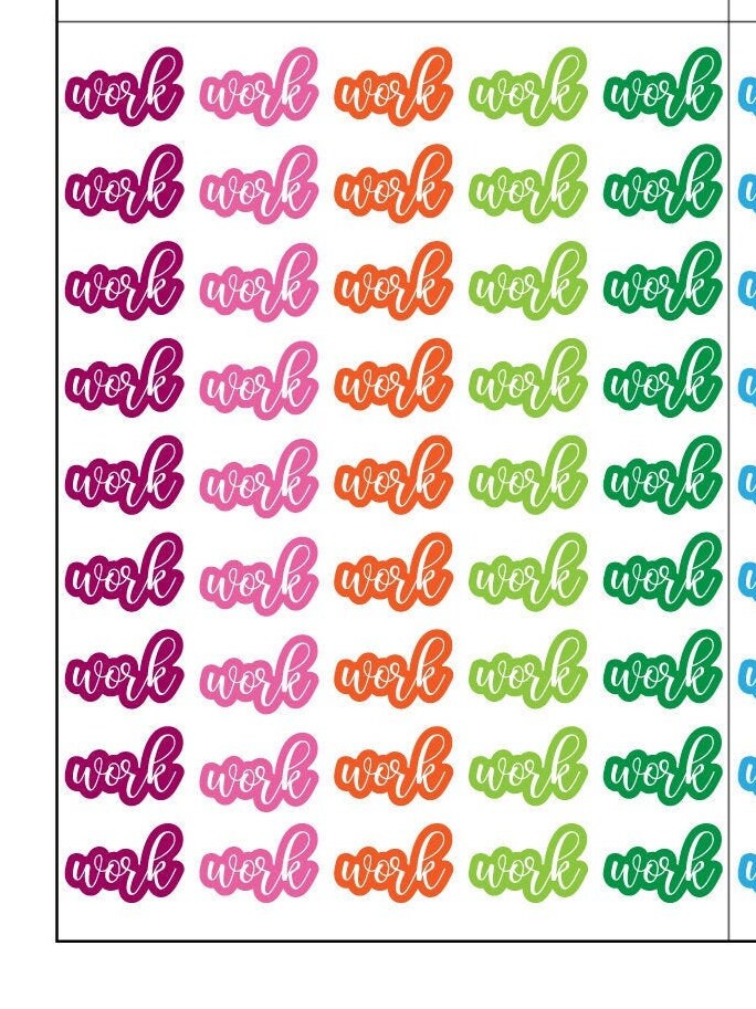 Work Stickers Work Colleague Gift Work Script Printable | Etsy