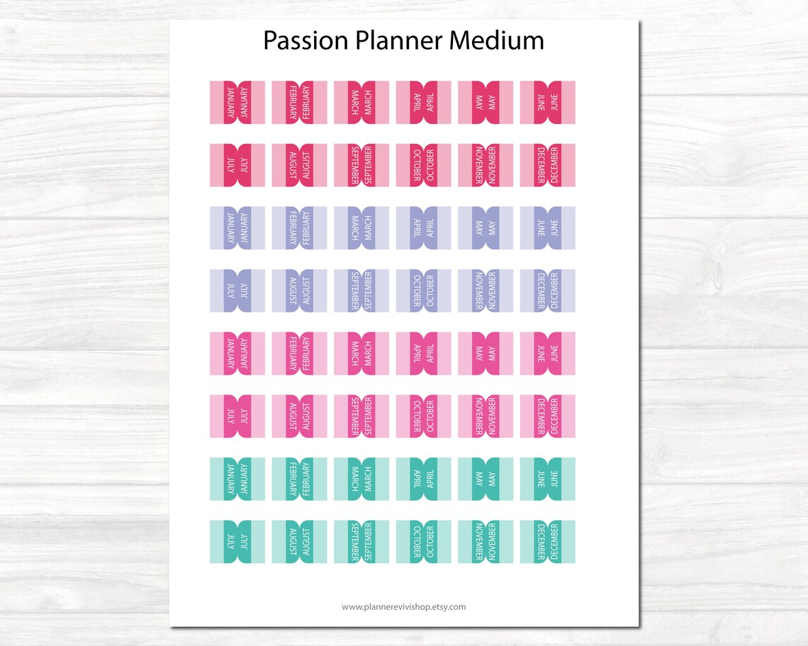 Passion Planner Stickers, Passion Planner Medium Monthly Tabs, Planner ...