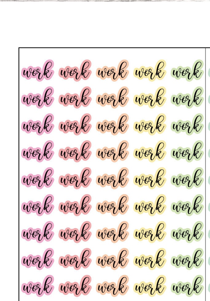 Work Stickers Work Colleague Gift Work Script Printable | Etsy