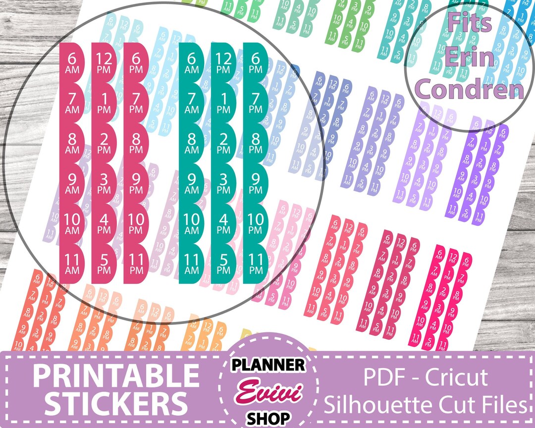 Hour Strips-printable Planner Stickers, Erin Condren,happy Planner ...