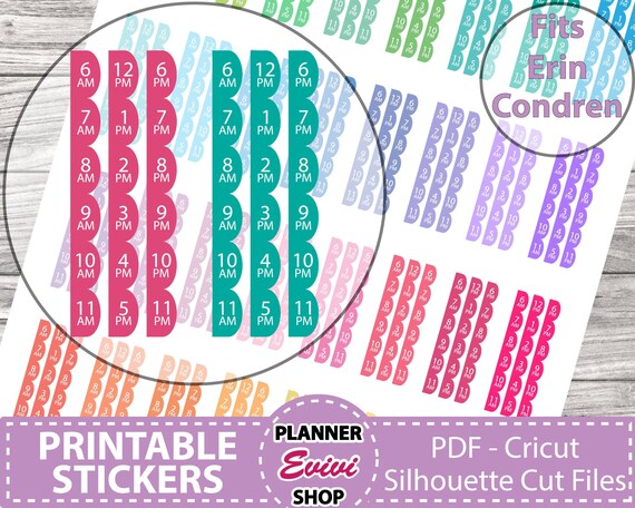 Hour Strips-printable Planner Stickers Erin Condrenhappy | Etsy