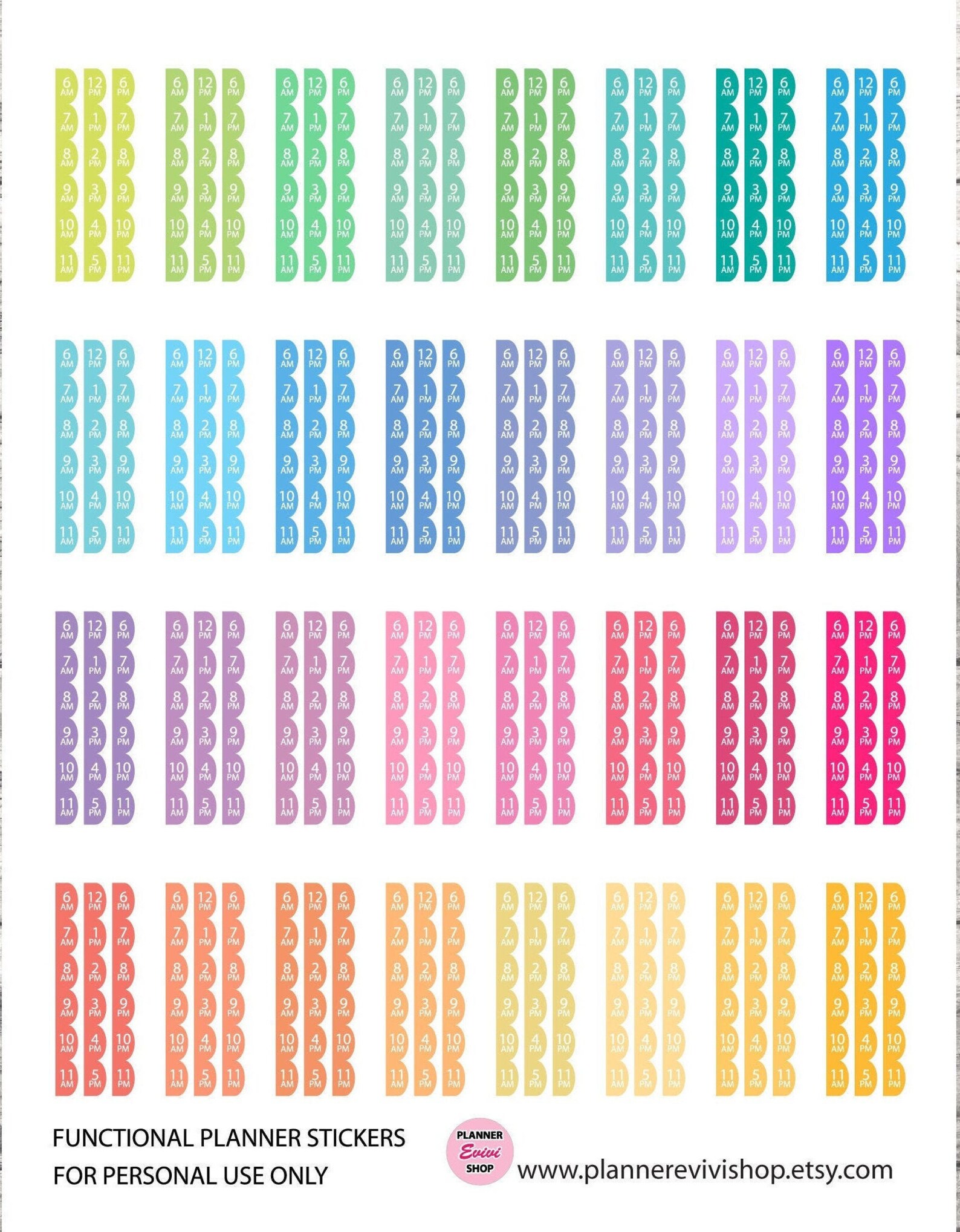 Hour Strips-printable Planner Stickers, Erin Condren,happy Planner ...