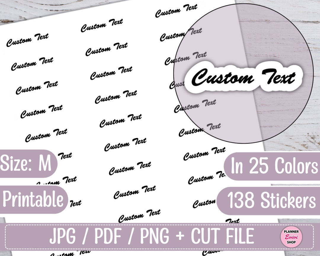 Custom Stickers/custom Word Stickers/custom Script Sticker Sheet/custom ...