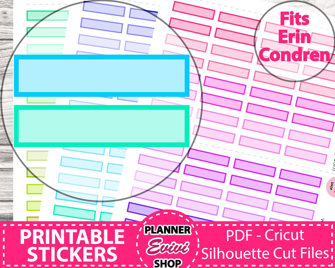 Rectangle Boxes Printable Planner Stickers,erin Condren Planner ...