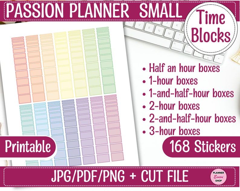 Passion Planner Sticker Small/time Blocks 0.5/1/1.5/2/2.5/3 Hour Strips ...