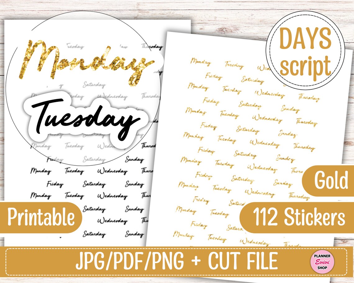 Days of the Week Script Stickers/printable Planner - Etsy