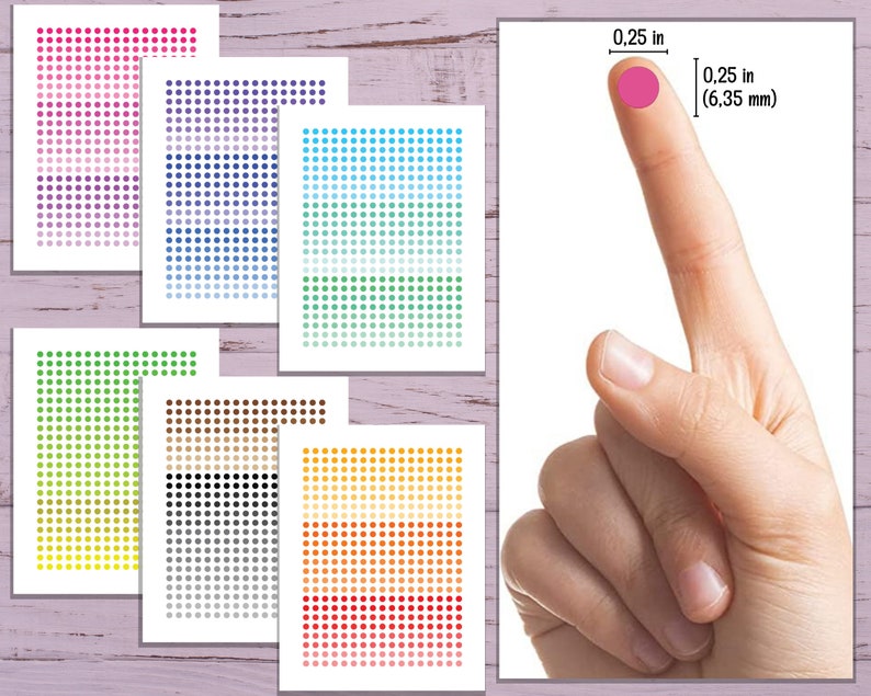 2500 Micro Dot Planner Stickers/tiny Dot Circles Printable Sticker/6 ...