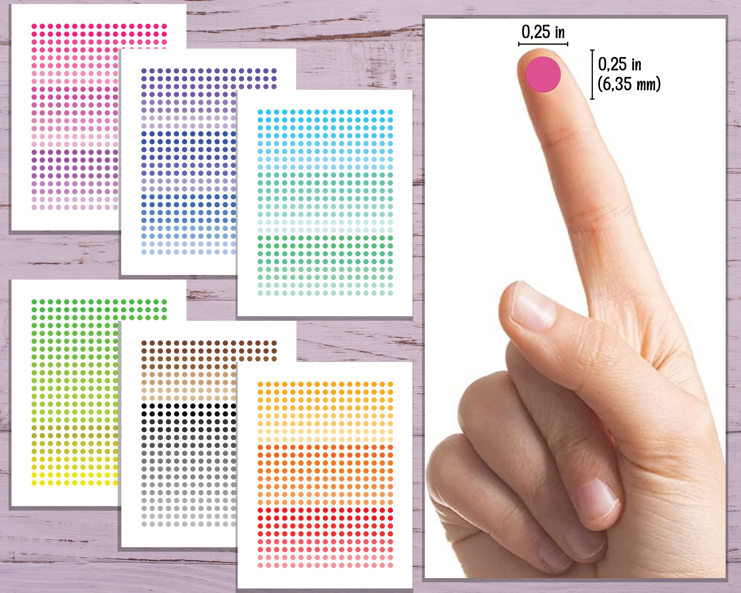 2500 Micro Dot Planner Stickers/tiny Dot Circles Printable Sticker/6 ...