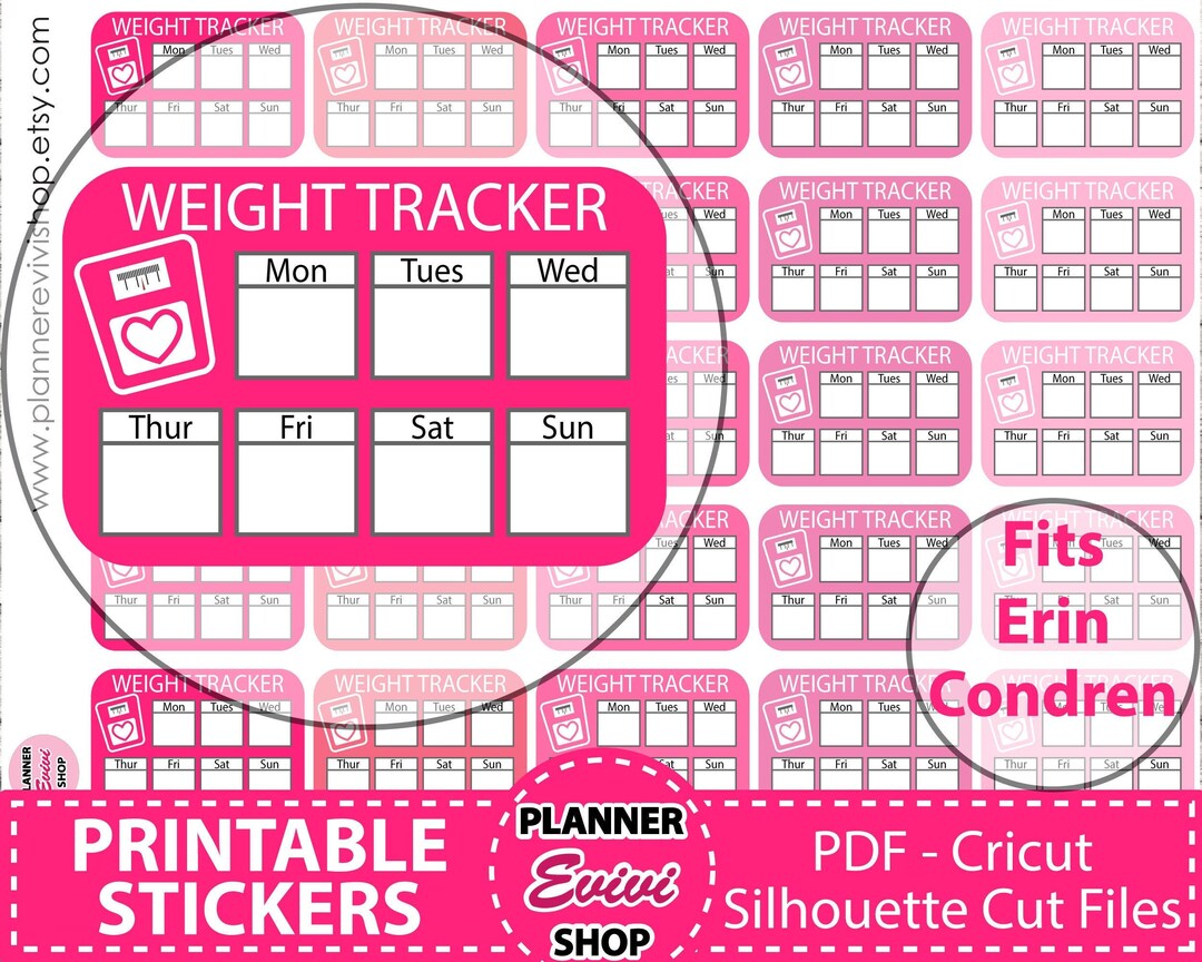 Weight Loss Tracker, Habit Tracker Stickers, Printable Planner Stickers ...