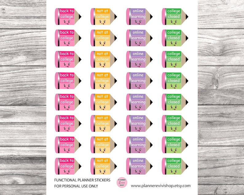 Cute Kawaii Pencil College Stickers Printable Planner Stickers - Etsy