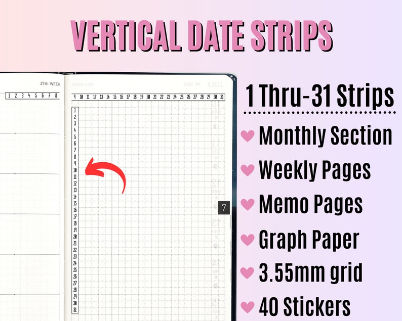 Hobonichi Weeks Date Strips, 1 Thru-31 Strips, Printable Planner ...