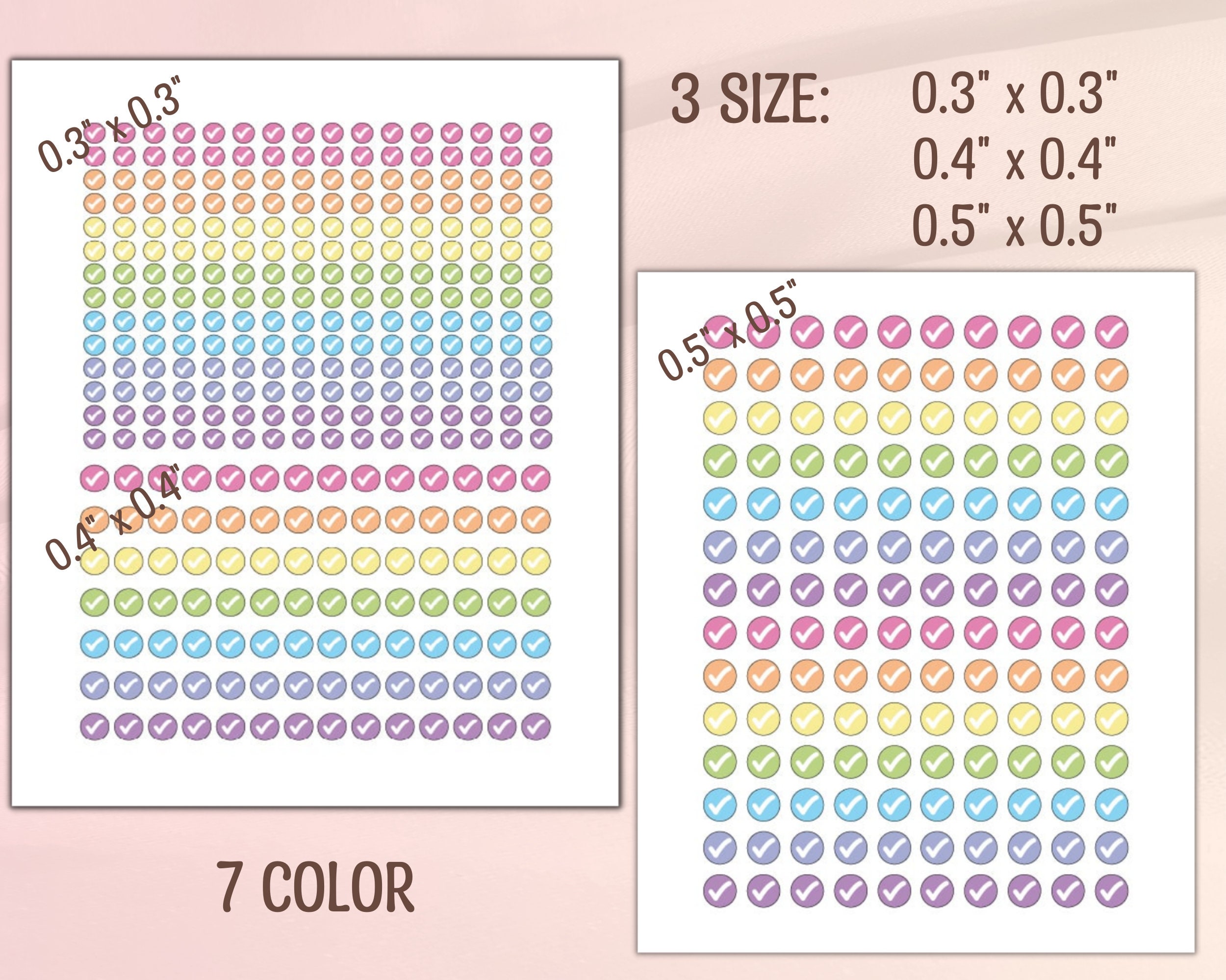 Tiny Check Mark Dot Printable Planner Stickers/colorful Mini Dot ...
