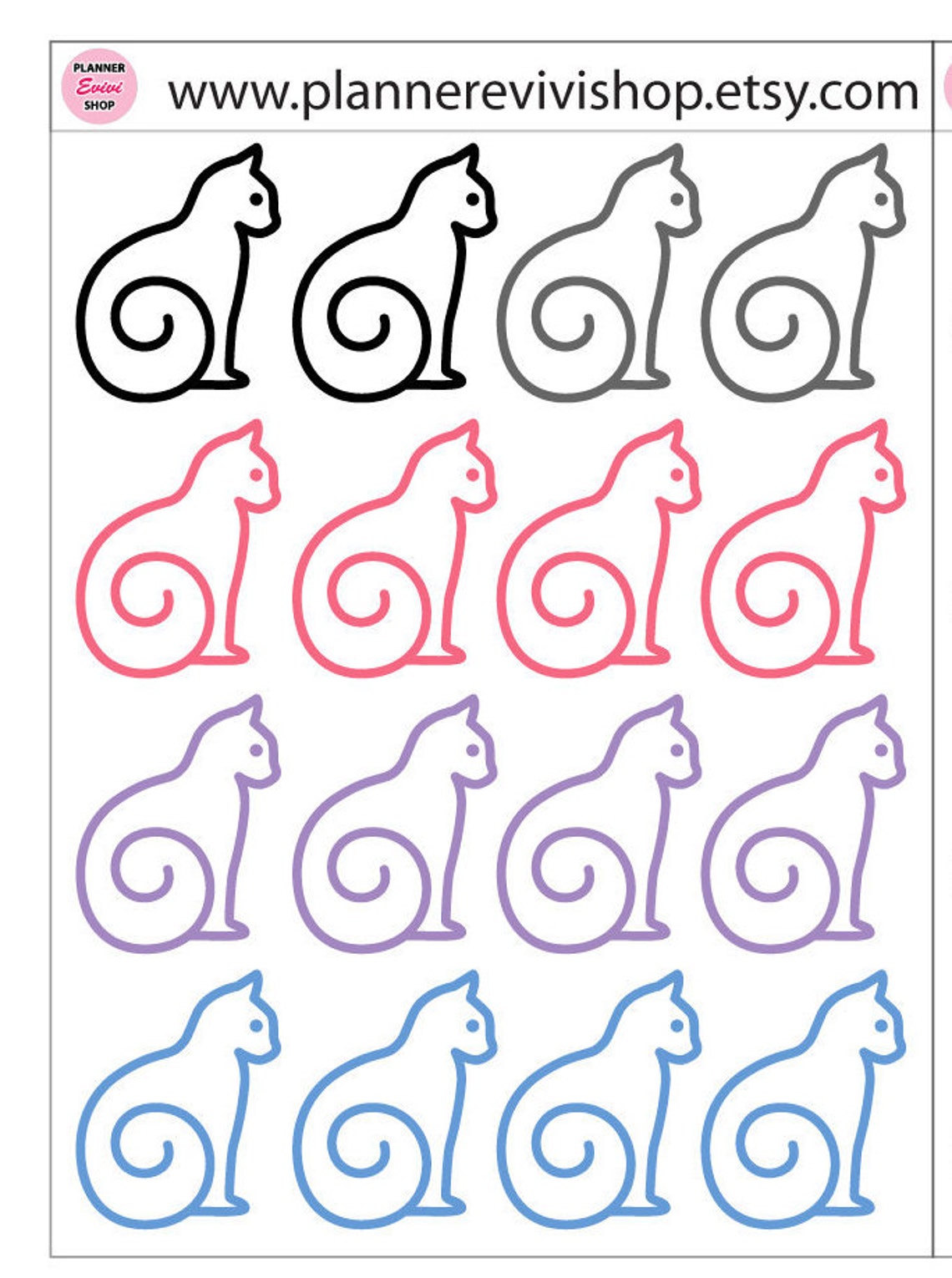 Printable Cat Stickers 64 Pieces Perfect for Planners and - Etsy