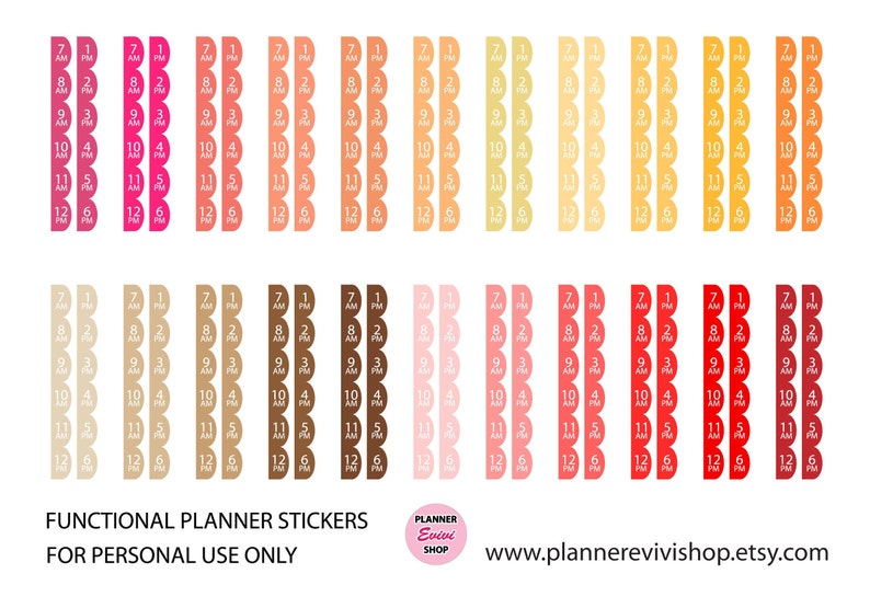 Hour Strips/7am-6pm/printable Planner Stickers/erin Condren Planner ...