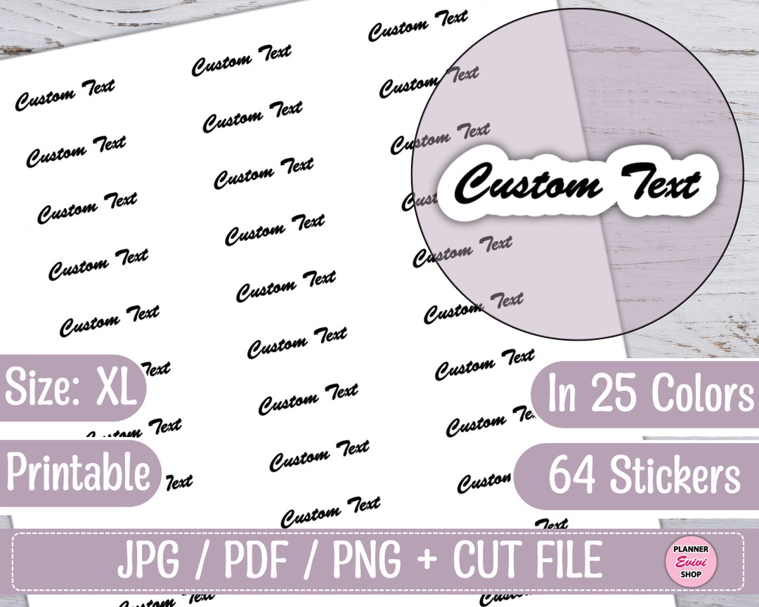 Custom Stickers/custom Word Stickers/custom Script Sticker Sheet/custom ...