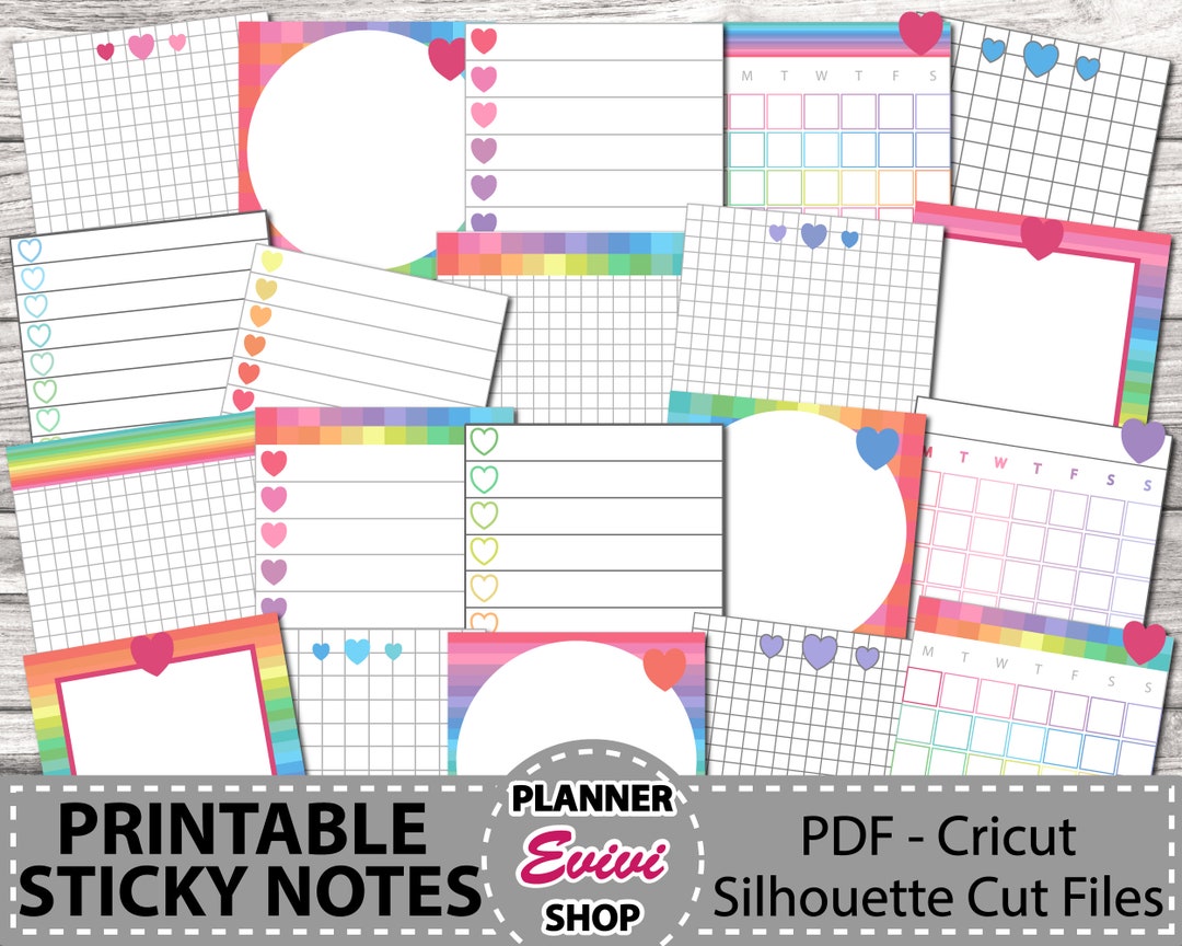 Sticky Note-rainbow Color Printable Planner Sticky Note Digital Sticky ...