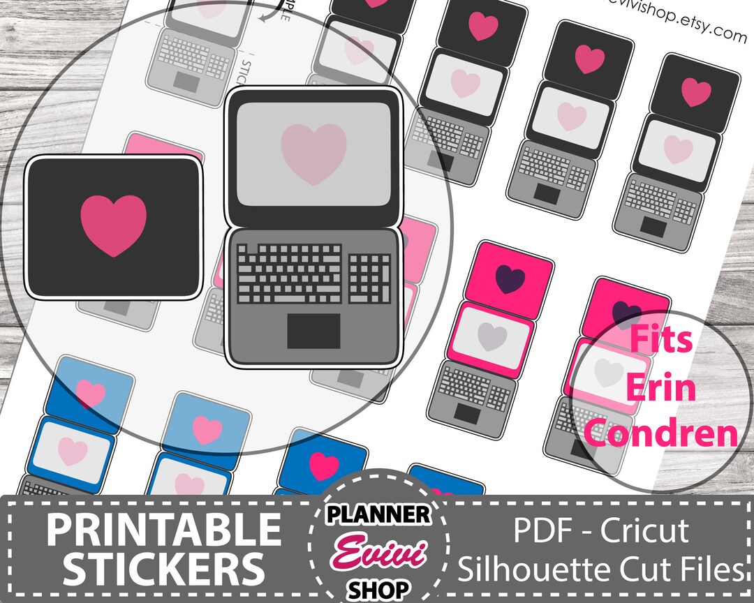 3D Effect Stickers, Computer Stickers, Printable Planner Stickers, Erin ...