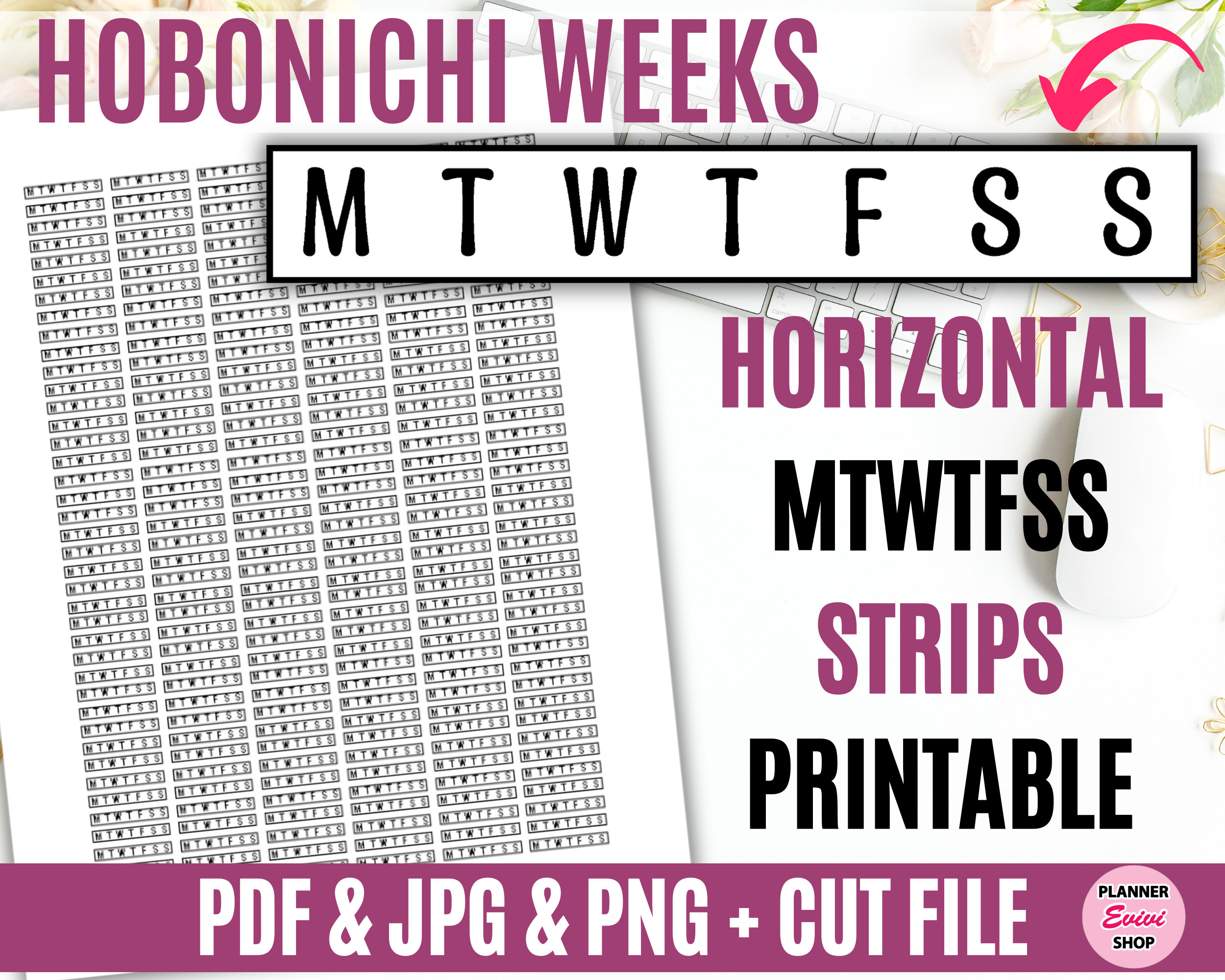 Hobonichi Weeks Horizontal MTWTFSS Strips/printable Planner Stickers ...