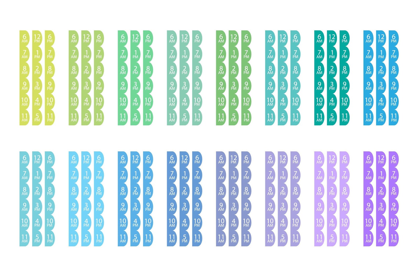 Hour Strips-printable Planner Stickers, Erin Condren,happy Planner ...