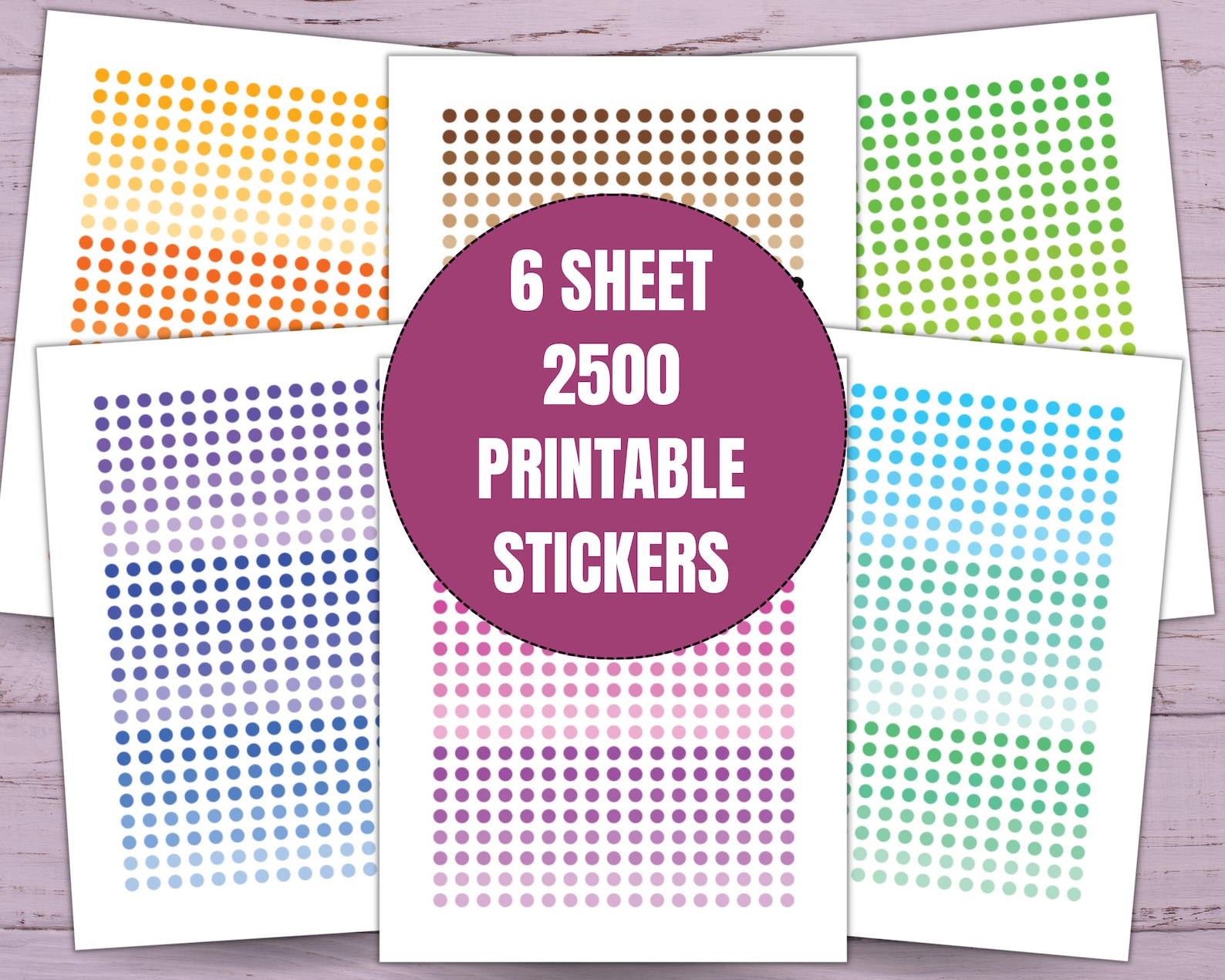 2500 Micro Dot Planner Stickers/tiny Dot Circles Printable Sticker/6 ...