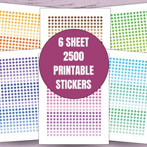 2500 Micro Dot Planner Stickers/tiny Dot Circles Printable Sticker/6 ...