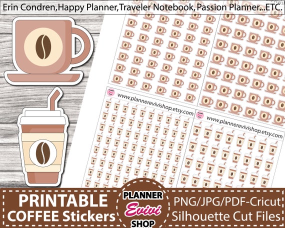 Coffee Stickers Printable Planner Stickers erin Condrenhappy | Etsy