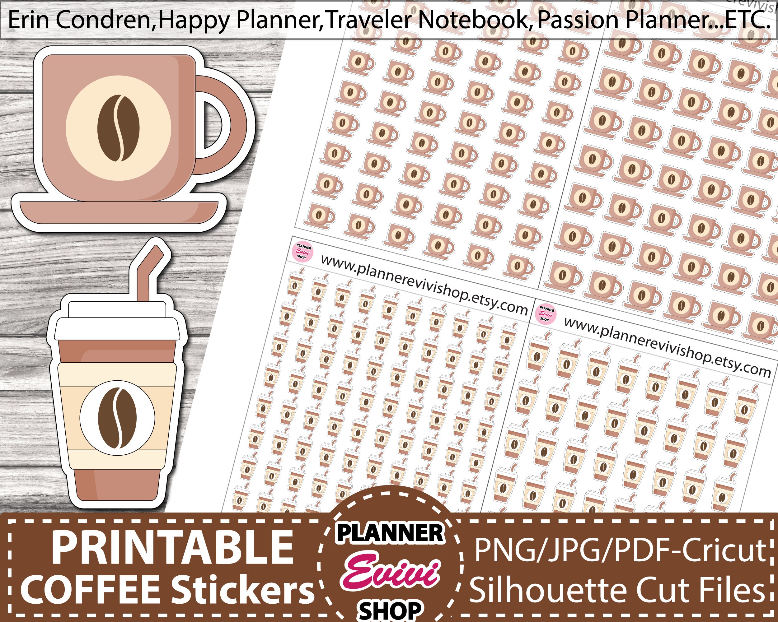 Coffee Stickers Printable Planner Stickers ,erin Condren,happy Planner ...