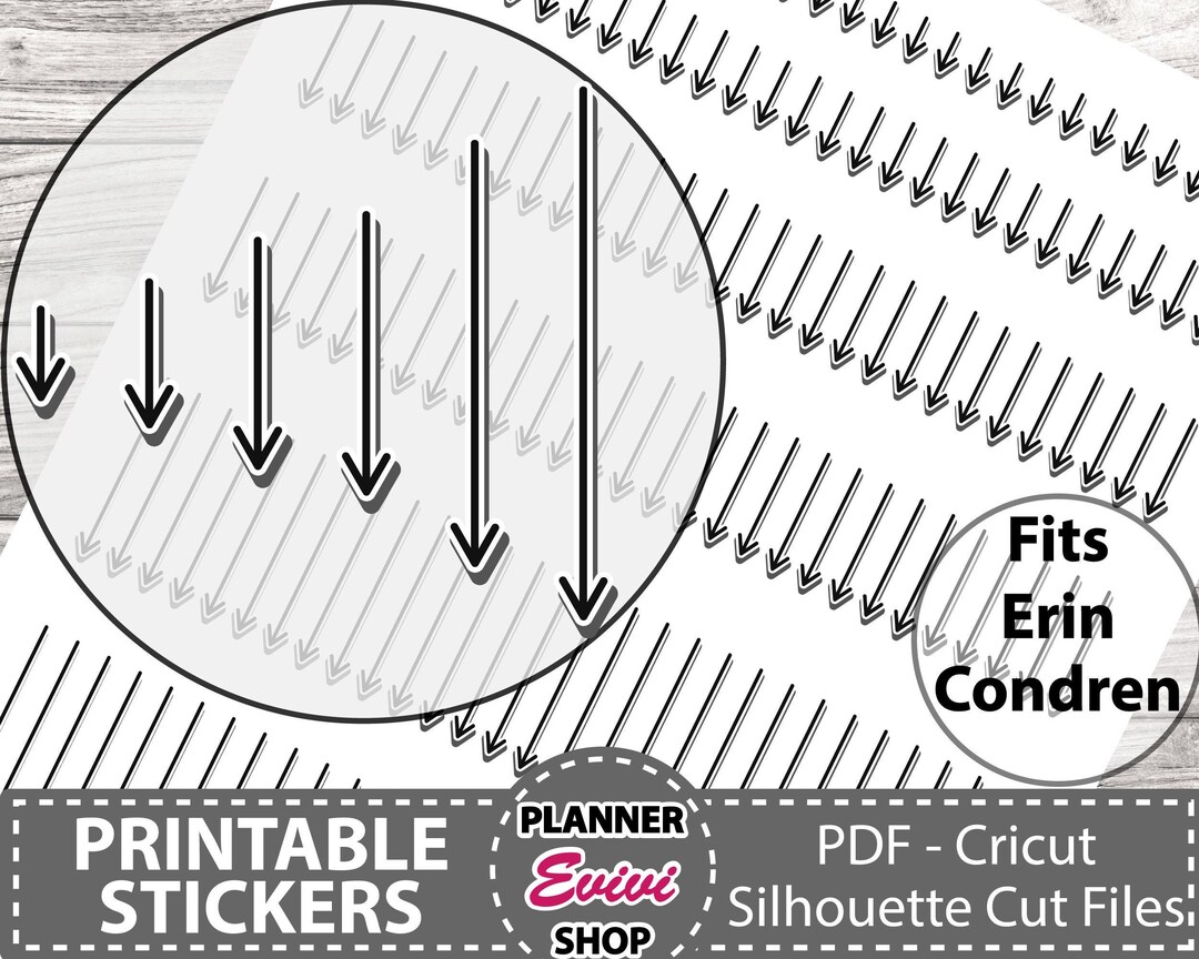 Skinny Arrow Planner Stickers Printable, FOILED Arrow Doodles, Hourly ...
