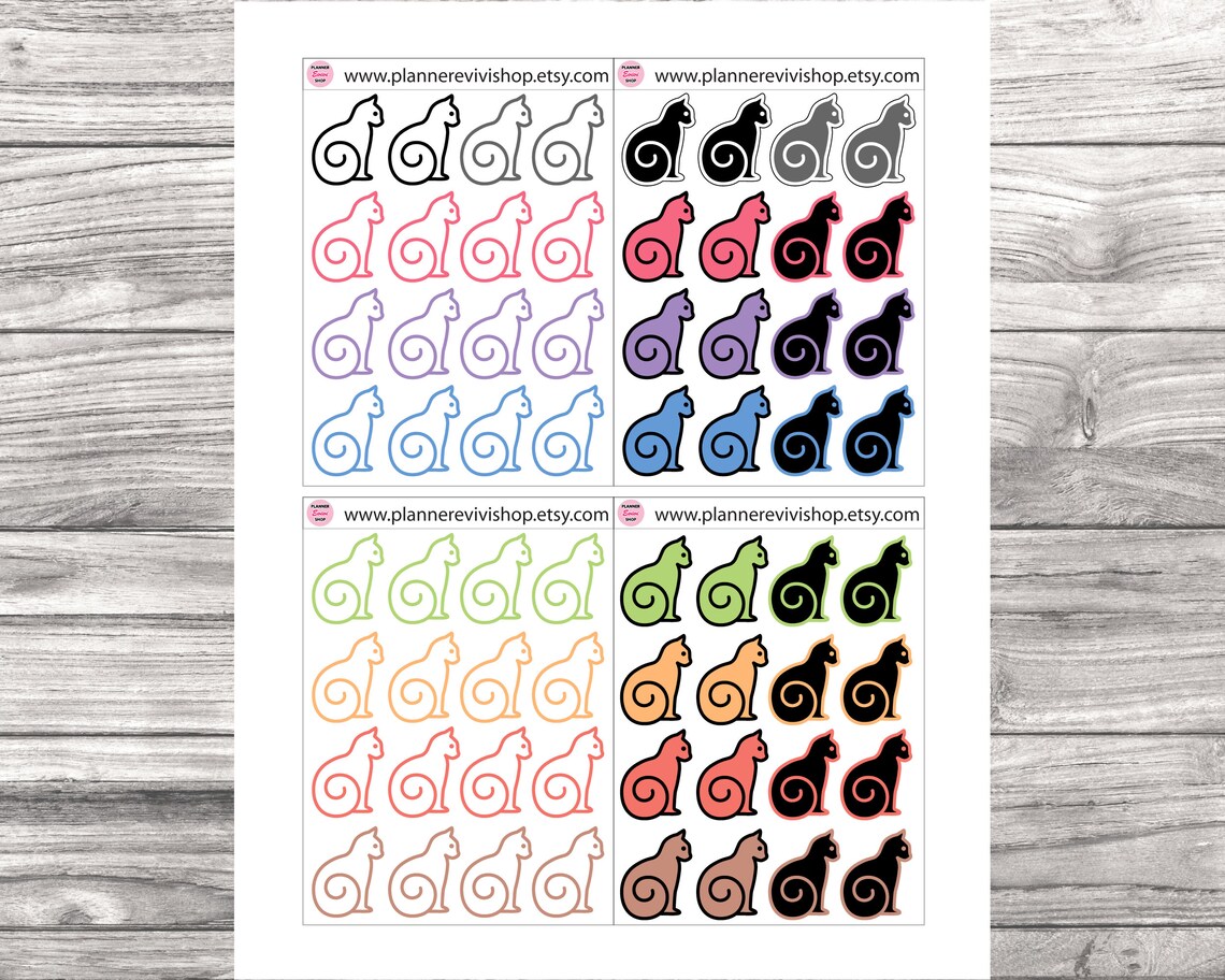 Printable Cat Stickers 64 Pieces Perfect for Planners and - Etsy