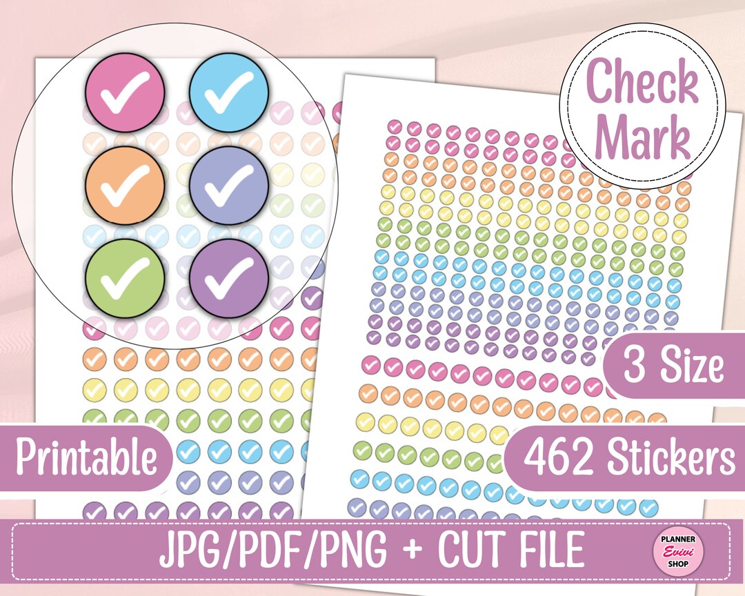 Tiny Check Mark Dot Printable Planner Stickers/colorful Mini Dot ...