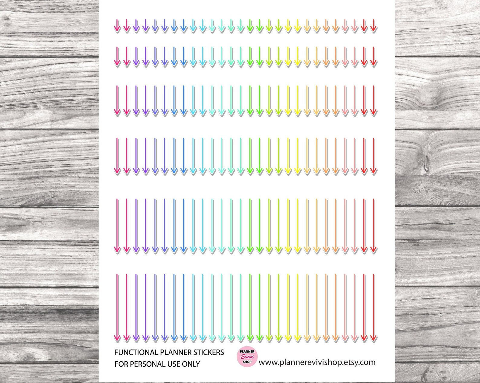 Rainbow Skinny Arrow/printable Planner Stickers/foiled Arrow Doodles ...
