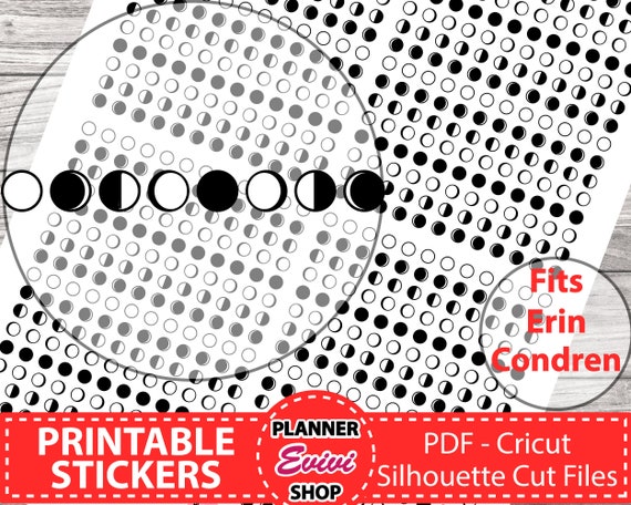Moon Planner Sticker Printable Moon Phases Icons Foil Ready | Etsy