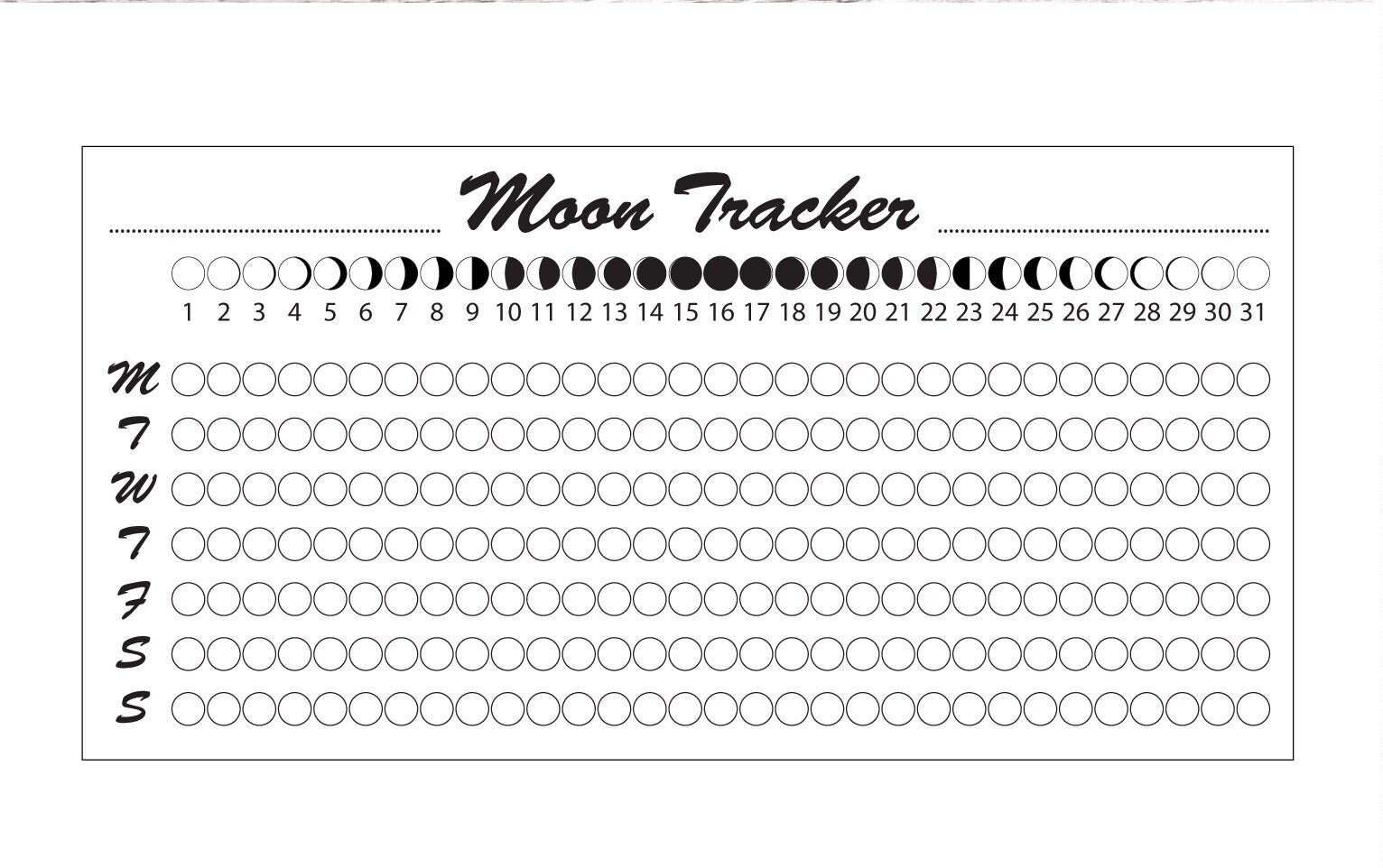 Moon Phase Weekly Set Digital Printable Hobonichi Weeks Stickers Moon ...