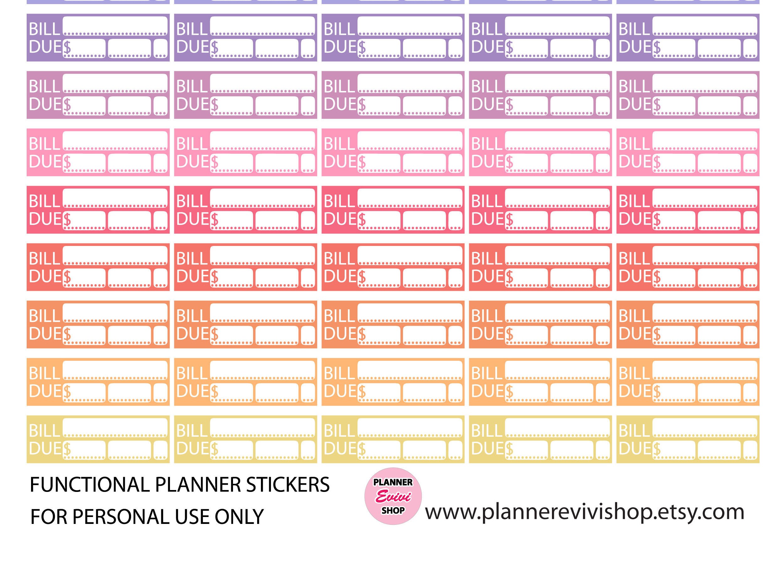 Invoice Printable Planner Budget Stickers, Bill Tracker, Bill Due ...