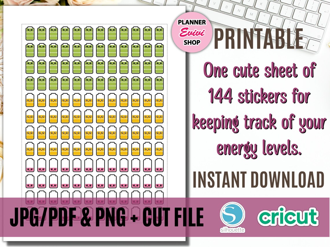 Cute Energy Tracker Printable Planner Stickers/self Care Tracker ...