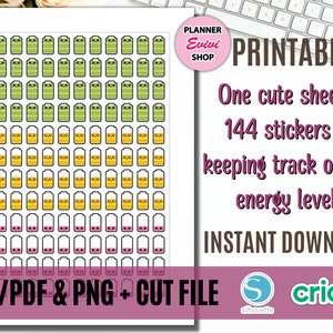 Cute Energy Tracker Printable Planner Stickers/self Care Tracker ...