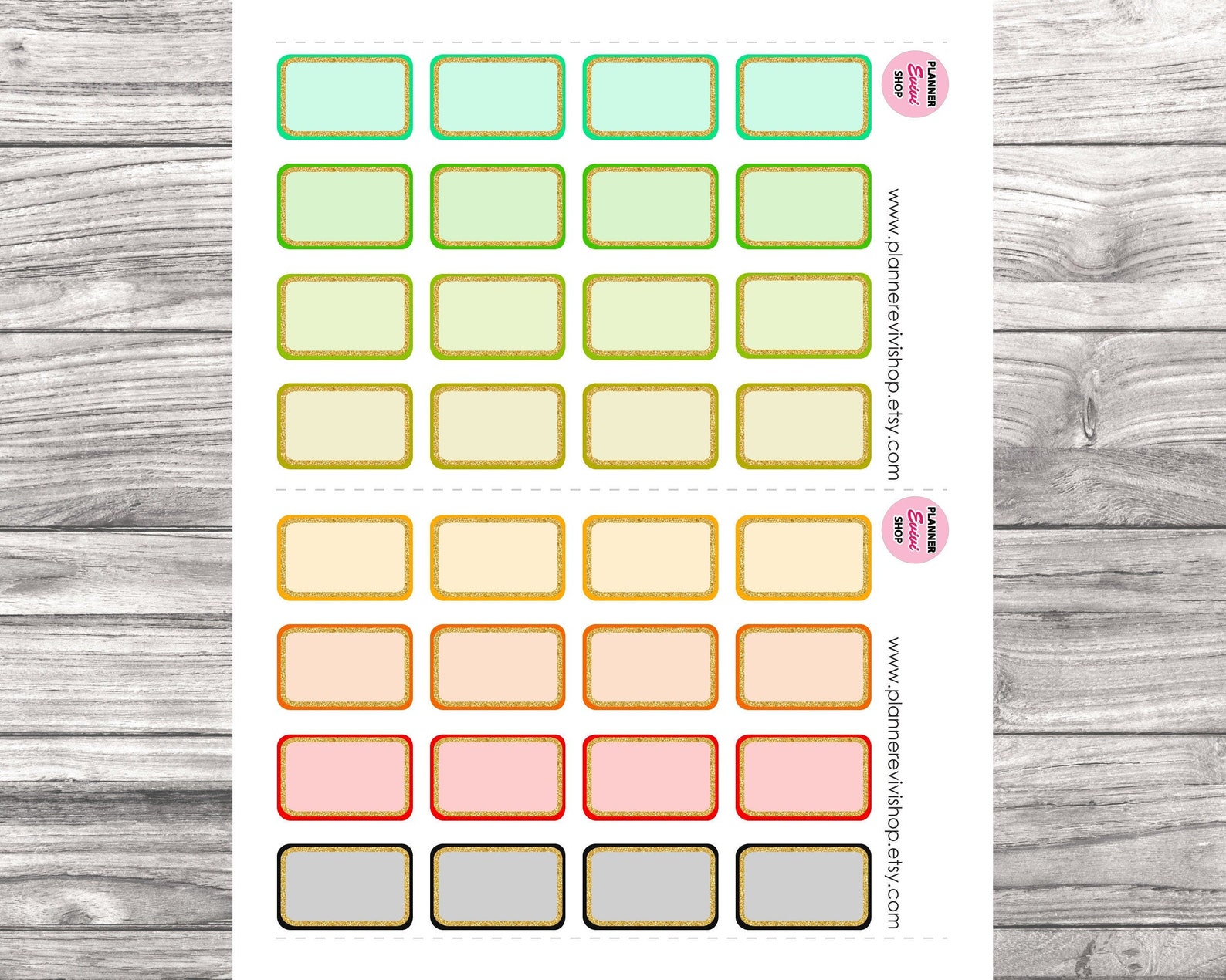 Printable Planner Box Stickers-glitters Half Boxerin - Etsy