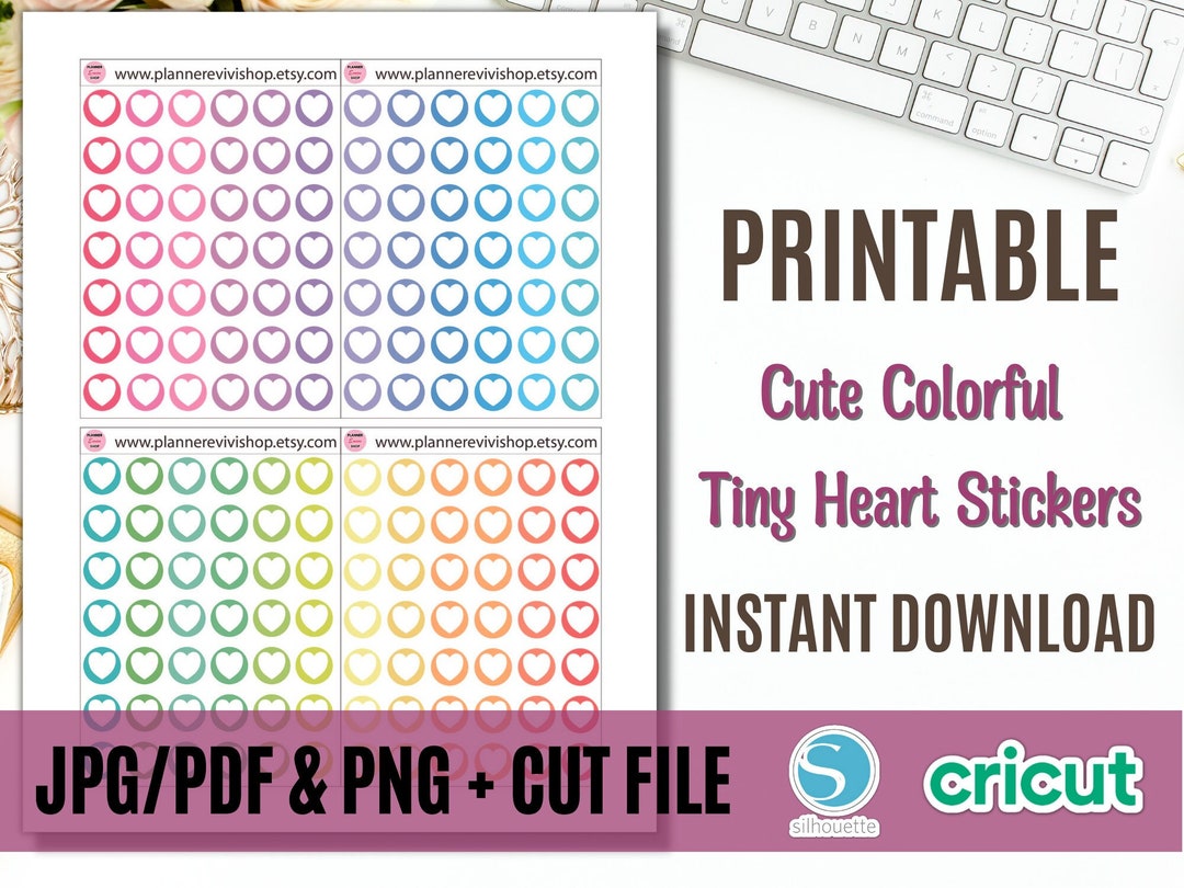 Deco Cute Tiny Stickers Sheet, Printable Planner Stickers, Mini Hearts ...