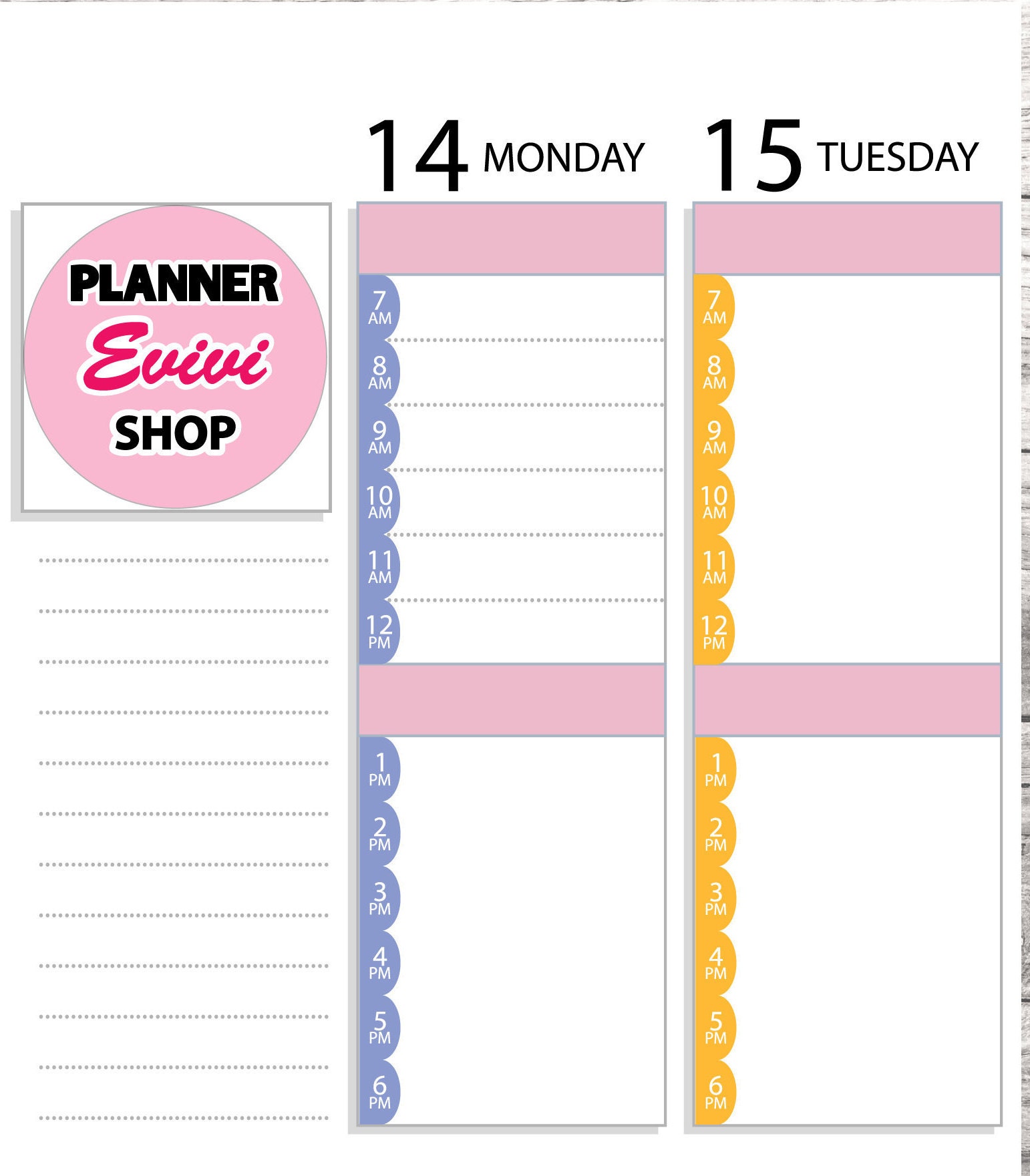Hour Strips/7am-6pm/printable Planner Stickers/erin Condren Planner ...