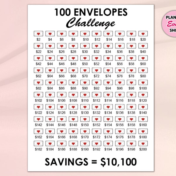 100 Envelope Challenge Stickers - Etsy