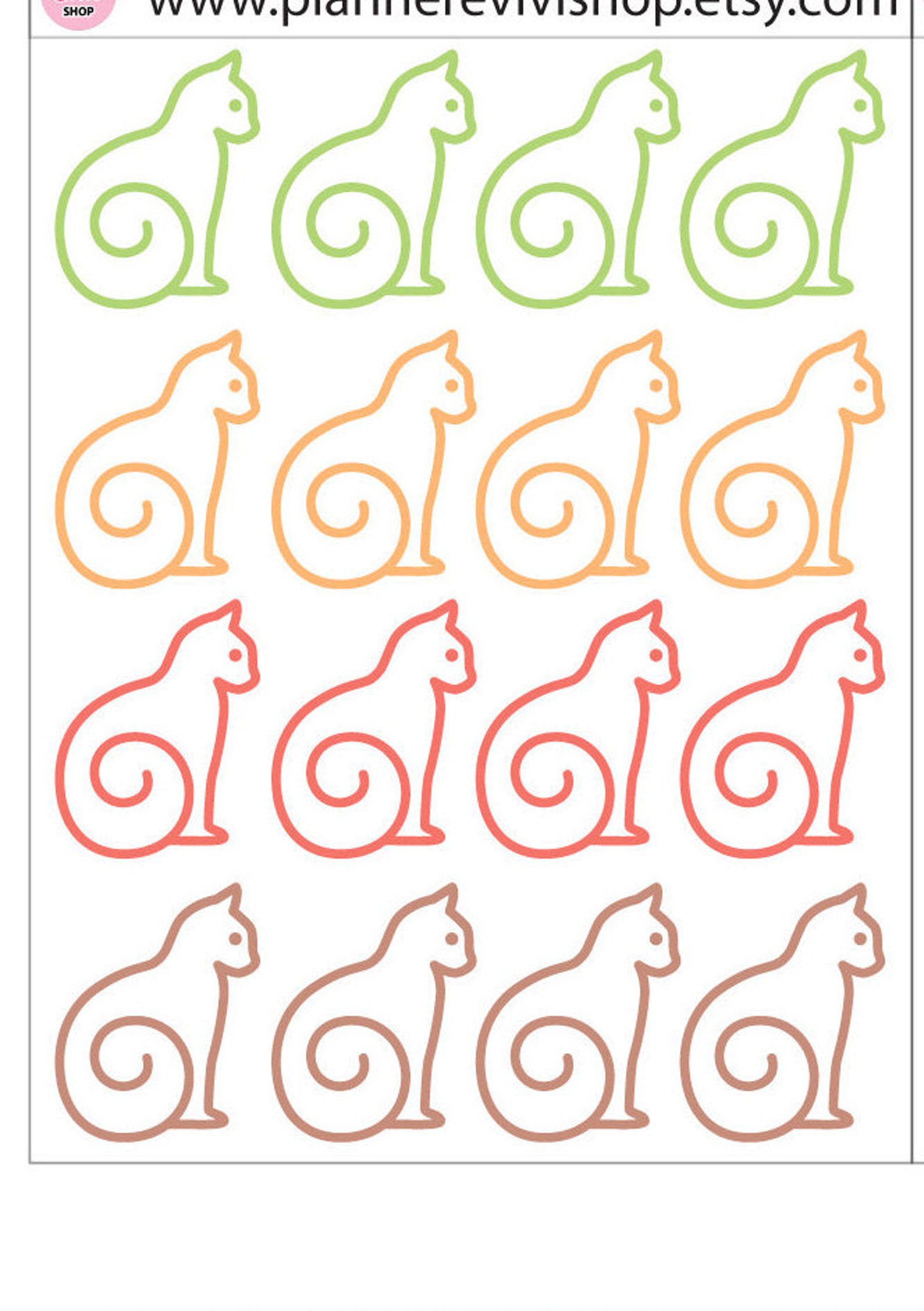 Printable Cat Stickers 64 Pieces Perfect for Planners and - Etsy